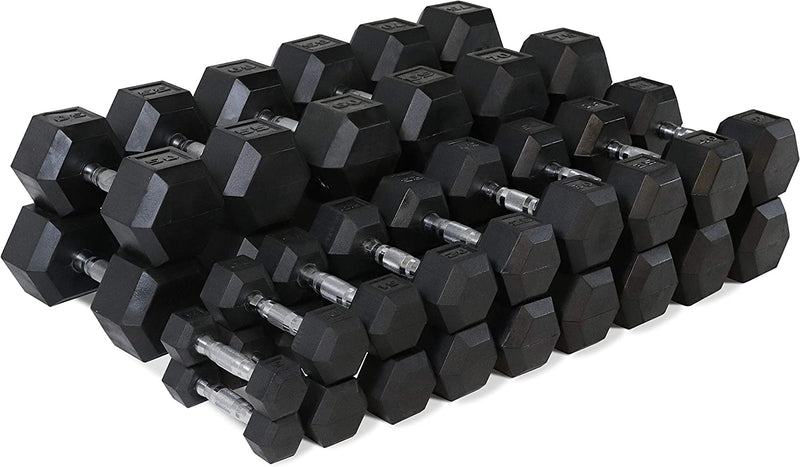 CAP Barbell 5-75 LB Rubber Hex 1200LB Dumbbell Set | MAGMA Fitness
